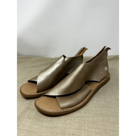 Børn | Shoes | Born Iwa Bronze Metallic Leather Leather Zip Open Toe ...